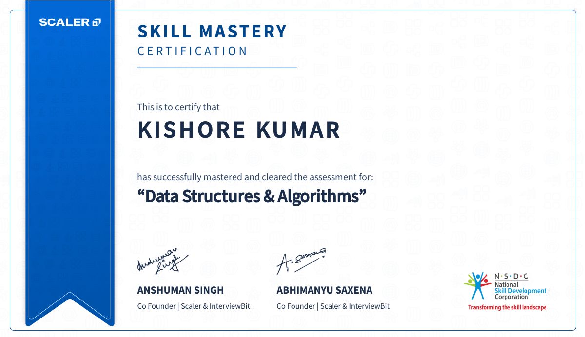 #scaler #dsa #interviewbit #problemsolving #fresher | Kishore Kumar ... #scaler #dsa #interviewbit #problemsolving #fresher | Kishore Kumar ...
