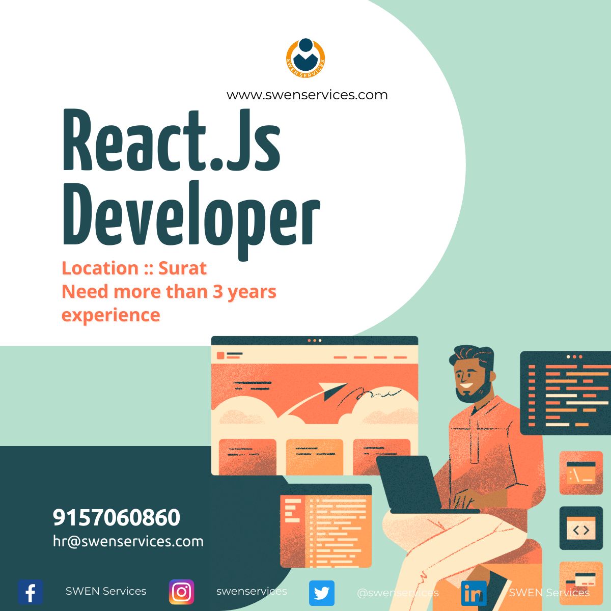 #suratjobs #hiringalert #reactdeveloper #reactjs #webdeveloper… | Ankit ... #suratjobs #hiringalert #reactdeveloper #reactjs #webdeveloper… | Ankit ...