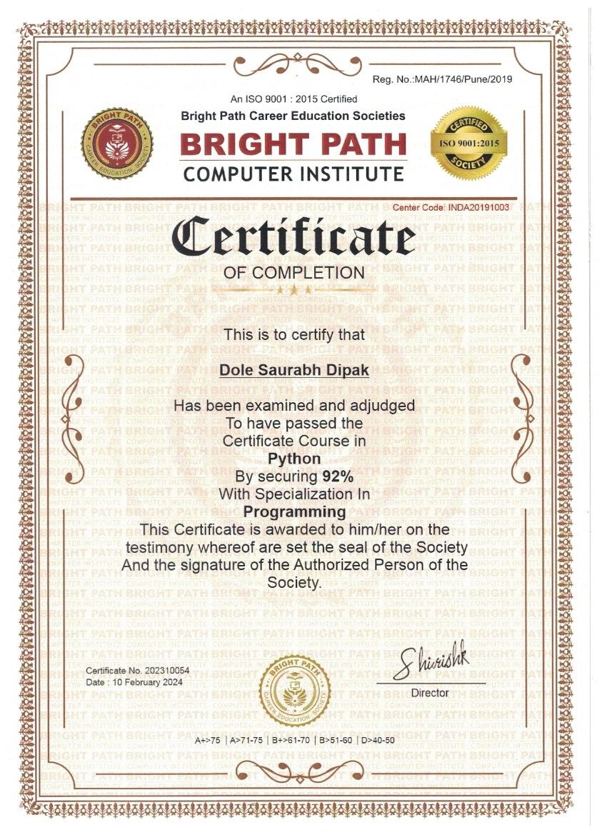 Saurabh Dole on LinkedIn: #connections #python #certification # ... Saurabh Dole on LinkedIn: #connections #python #certification # ...