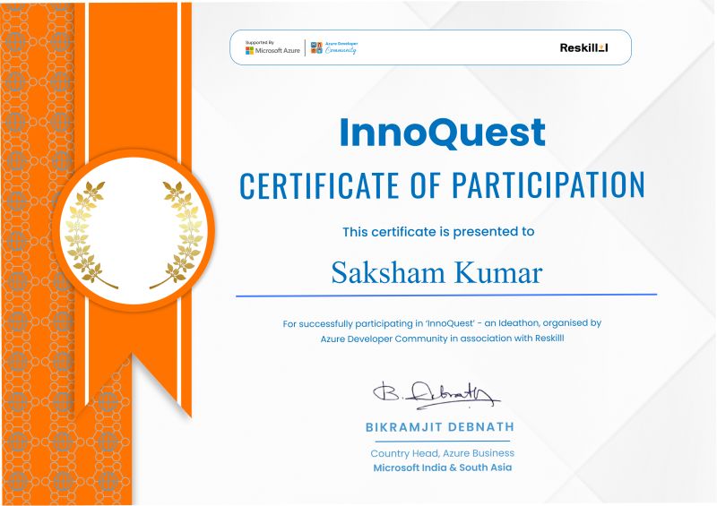 Saksham Kumar on LinkedIn: #innoquest2024 #microsoftazure #reskill # ... Saksham Kumar on LinkedIn: #innoquest2024 #microsoftazure #reskill # ...