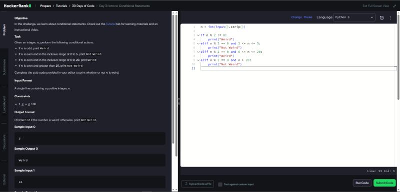 #30daysofcode #hackerrank #conditionalstatements #problemsolving ... #30daysofcode #hackerrank #conditionalstatements #problemsolving ...