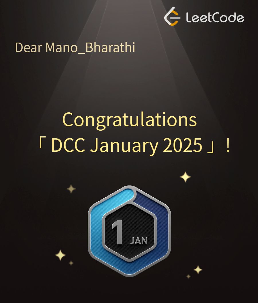 #dsa #leetcode #consistency #keeplearning | Mano Bharathi #dsa #leetcode #consistency #keeplearning | Mano Bharathi