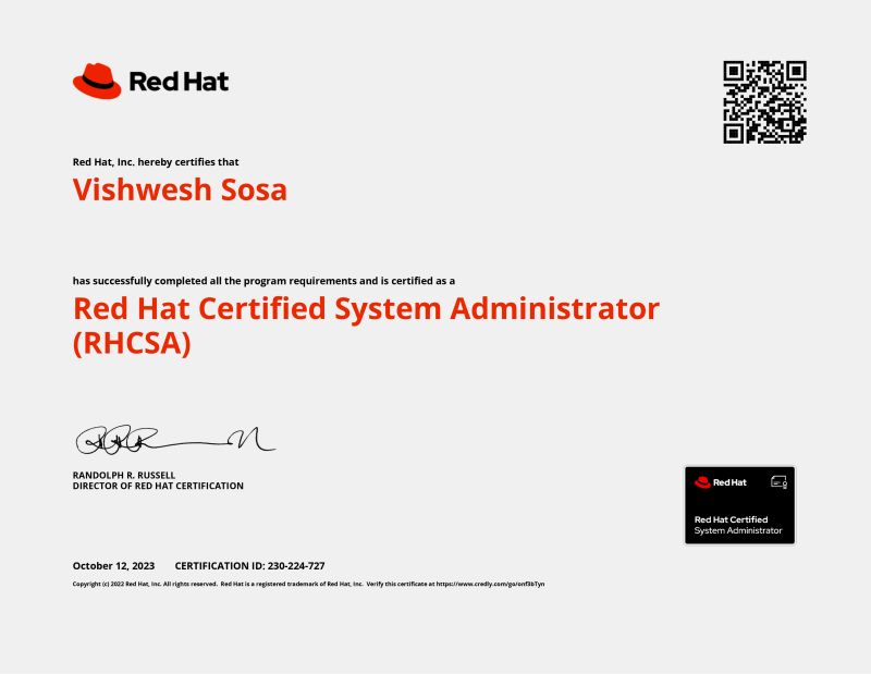Vishwesh Sosa on LinkedIn: #rhcsa #redhatcertification #linuxadmin # ... Vishwesh Sosa on LinkedIn: #rhcsa #redhatcertification #linuxadmin # ...