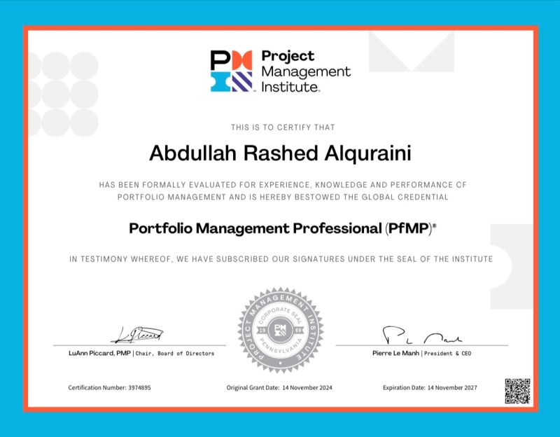 Abdullah AlQuraini, PfMP®, PMP® on LinkedIn: I am thrilled to announce ... Abdullah AlQuraini, PfMP®, PMP® on LinkedIn: I am thrilled to announce ...