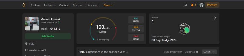 Ananta Kumari on LinkedIn: #leetcode #codingjourney #milestone # ... Ananta Kumari on LinkedIn: #leetcode #codingjourney #milestone # ...