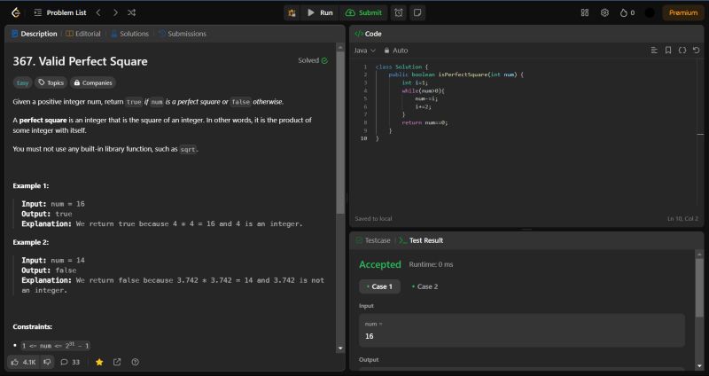 LeetCode Challenge: Perfect Square Checker | Khushi Agarwal posted on ... LeetCode Challenge: Perfect Square Checker | Khushi Agarwal posted on ...