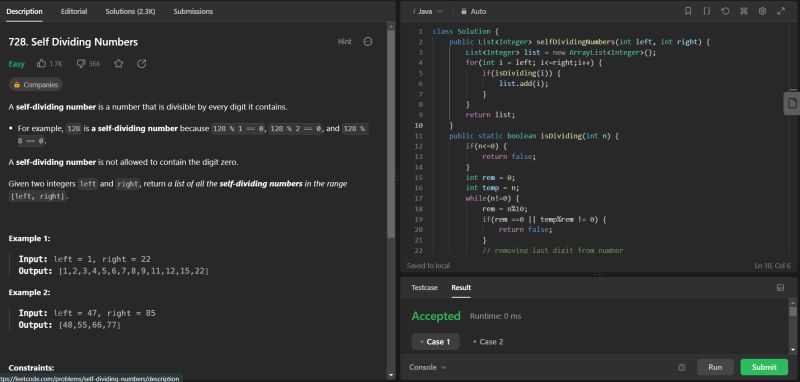 Day40 of #100daysofcodechallenge: Self-dividing Numbers | Ayushman ... Day40 of #100daysofcodechallenge: Self-dividing Numbers | Ayushman ...