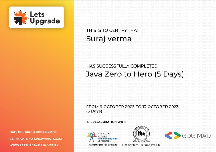 Suraj Verma on LinkedIn: #java #certificate Suraj Verma on LinkedIn: #java #certificate