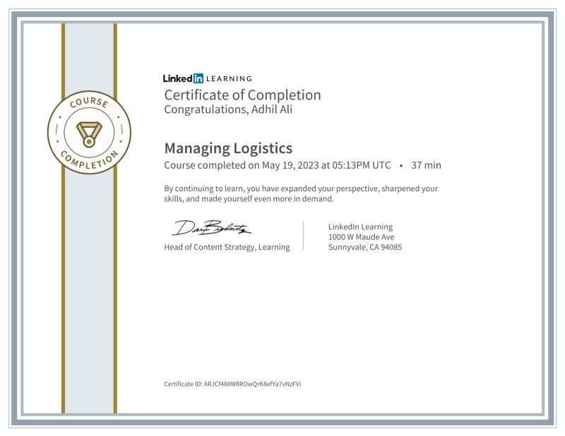 Adhil Ali on LinkedIn: Certificate of Completion Adhil Ali on LinkedIn: Certificate of Completion