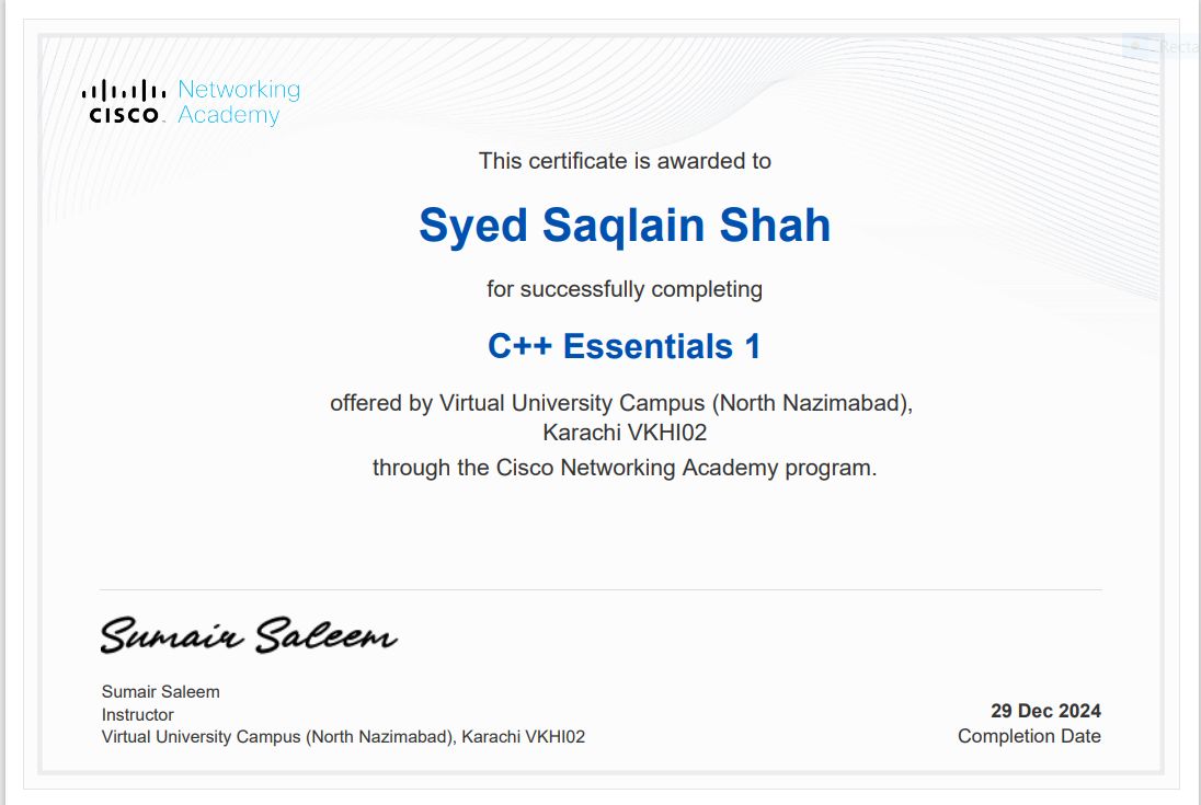 #cisco #cplusplus #programming #learningjourney #techskills… | Saqlain Shah #cisco #cplusplus #programming #learningjourney #techskills… | Saqlain Shah