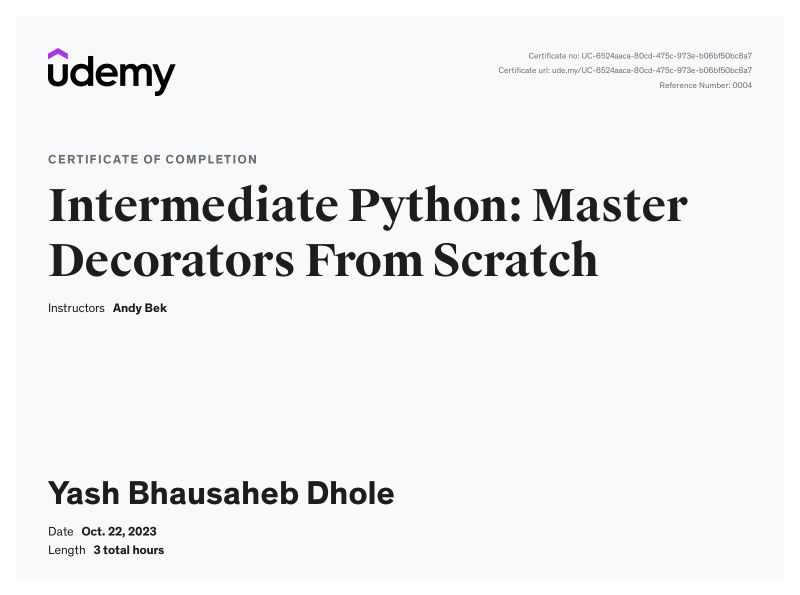 Yash Dhole on LinkedIn: #python #decorators #intermediatepython # ... Yash Dhole on LinkedIn: #python #decorators #intermediatepython # ...