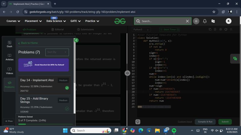 #gfg160 #geekstreak2025 #dsa #stringmanipulation #atoi #codingchallenge ... #gfg160 #geekstreak2025 #dsa #stringmanipulation #atoi #codingchallenge ...