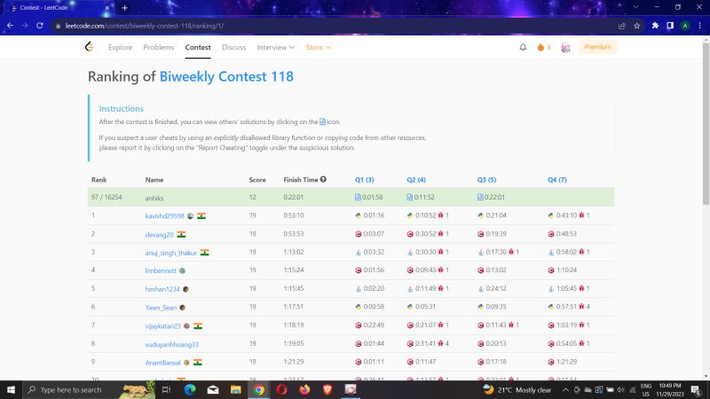 My double digit rank in Leetcode contest 118 | Anish Manwar posted on ... My double digit rank in Leetcode contest 118 | Anish Manwar posted on ...