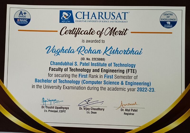 Rohan Vaghela on LinkedIn: #charusat #academicachievement #goals # ... Rohan Vaghela on LinkedIn: #charusat #academicachievement #goals # ...