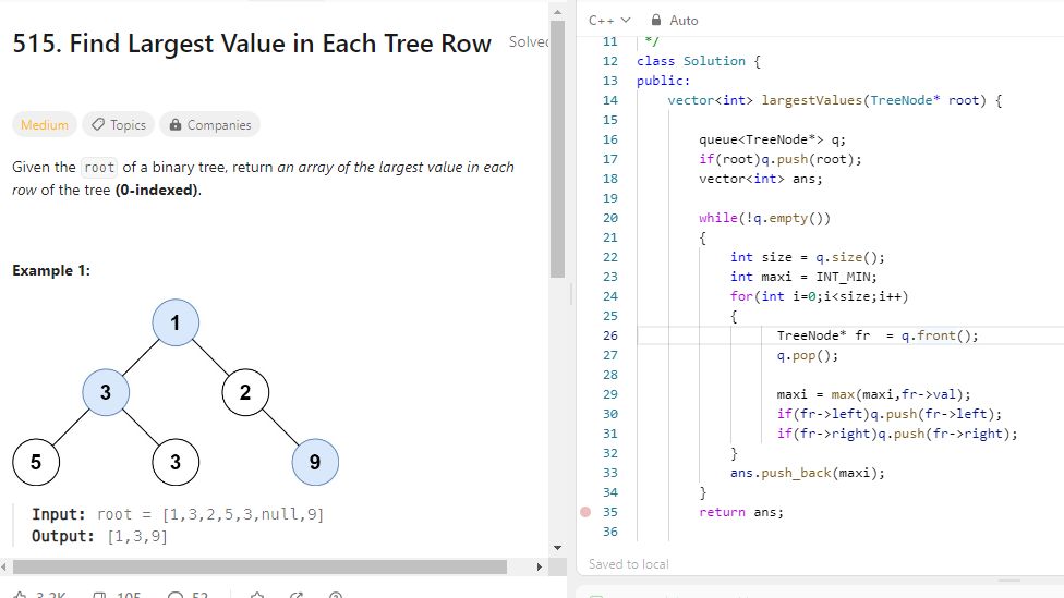 Vaibhav Vanjani on LinkedIn: 👍 24/31 Solved: 515. Find Largest Value in ... Vaibhav Vanjani on LinkedIn: 👍 24/31 Solved: 515. Find Largest Value in ...