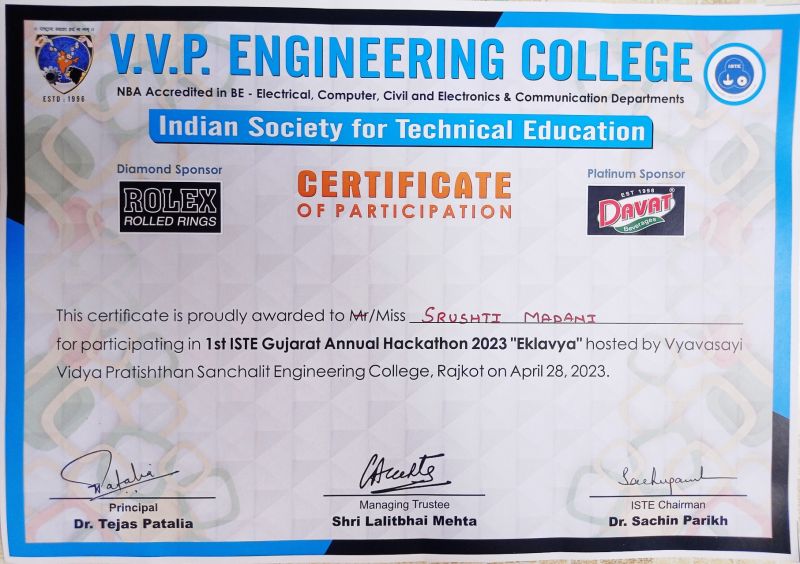 🎊🎊Participated in 1st ISTE Gujrat Annual Hackathon 2023.. ⚡⚡ Had a ... 🎊🎊Participated in 1st ISTE Gujrat Annual Hackathon 2023.. ⚡⚡ Had a ...