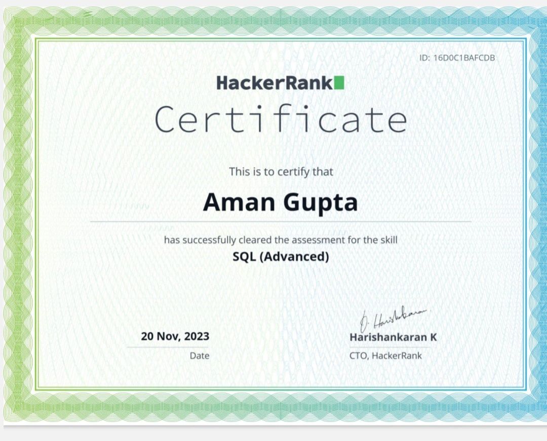 Aman Gupta on LinkedIn: #sqldatabase #sqlcertification #sqladvanced Aman Gupta on LinkedIn: #sqldatabase #sqlcertification #sqladvanced