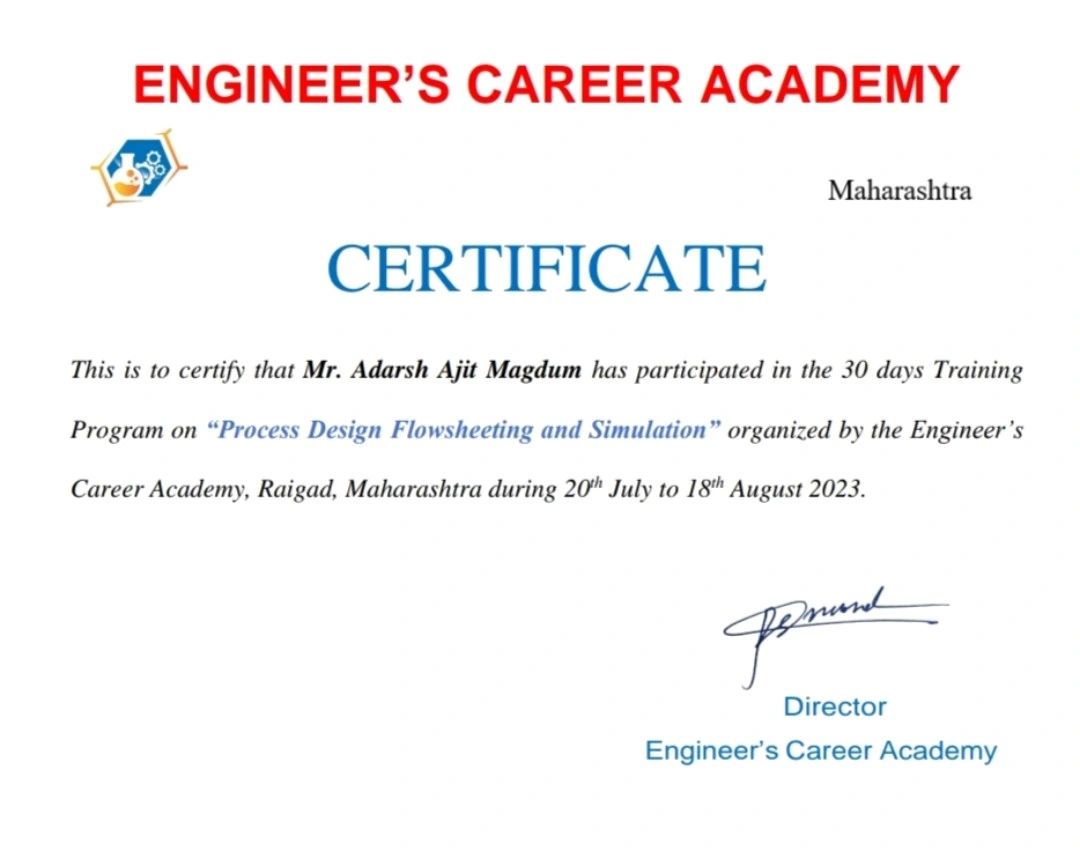 Completion of ASPEN Plus software workshop | Adarsh Magdum posted on ... Completion of ASPEN Plus software workshop | Adarsh Magdum posted on ...