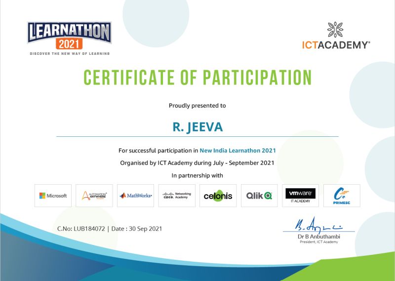 Jeeva R on LinkedIn: #continuouslearning #learnathon #ictacademy # ... Jeeva R on LinkedIn: #continuouslearning #learnathon #ictacademy # ...