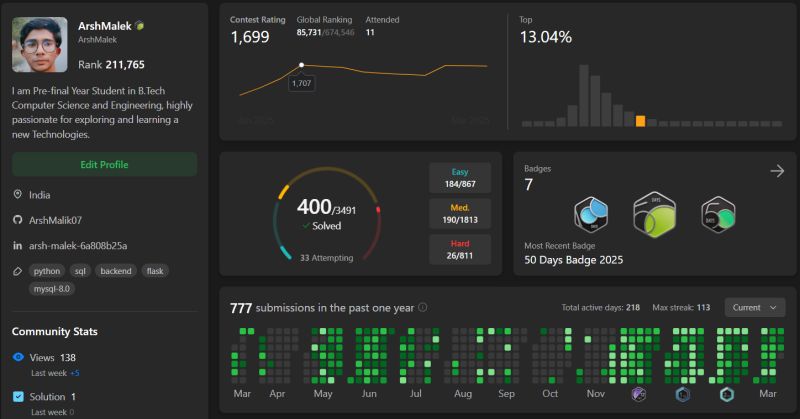 #leetcode #codingjourney #problemsolving #100daysofcode… | Arsh Malek ... #leetcode #codingjourney #problemsolving #100daysofcode… | Arsh Malek ...