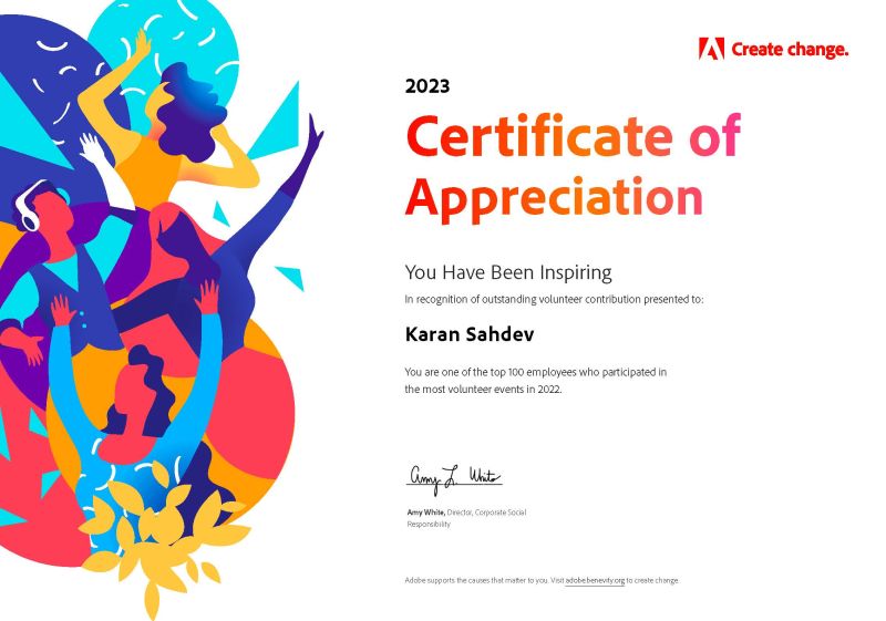 Karan Sahdev on LinkedIn: Create Change : Adobe Heroes Meet 2023 Karan Sahdev on LinkedIn: Create Change : Adobe Heroes Meet 2023