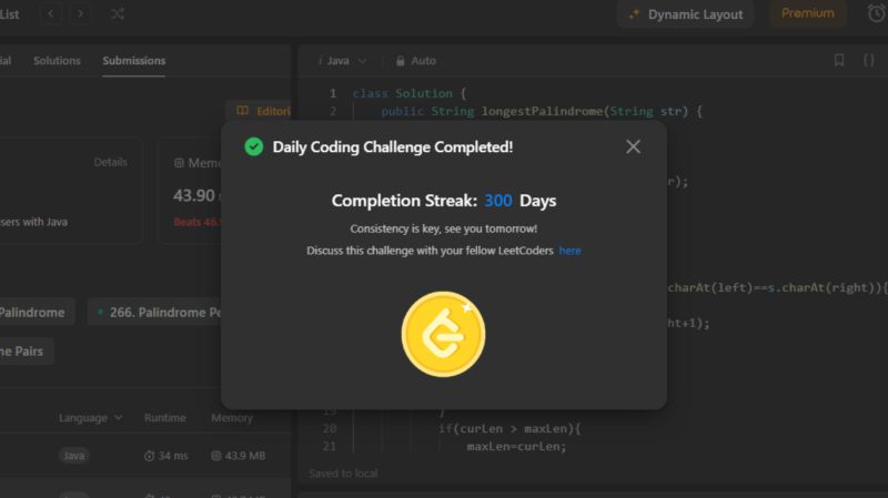 Completed 300 Days of DSA Problem Solving on LeetCode | Bishal Kundu ... Completed 300 Days of DSA Problem Solving on LeetCode | Bishal Kundu ...