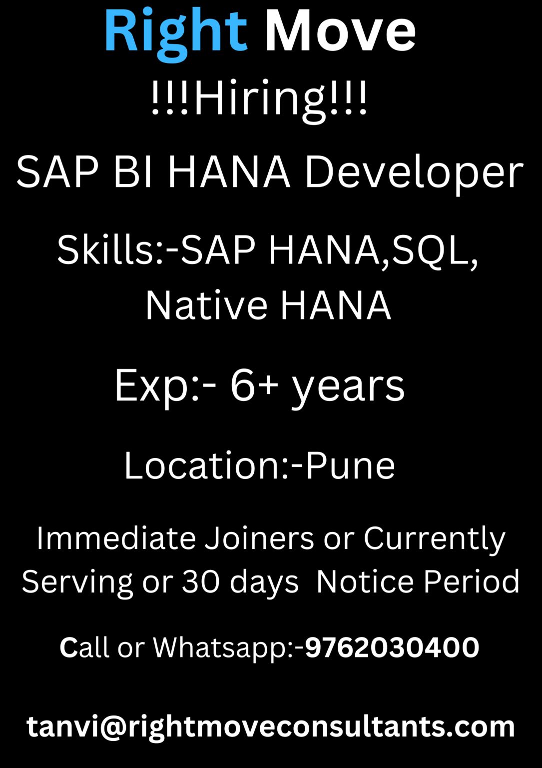 #saphana #sql #nativehana #sqldeveloper #hiringnow | Tanvi P #saphana #sql #nativehana #sqldeveloper #hiringnow | Tanvi P