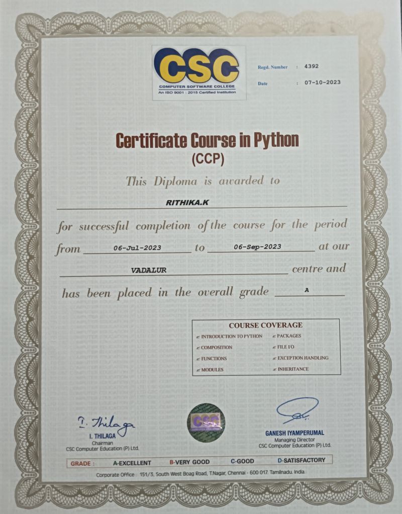 Rithika k on LinkedIn: #python #programming #achievement #growth Rithika k on LinkedIn: #python #programming #achievement #growth