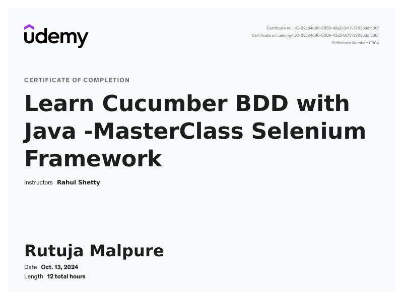 Rutuja Malpure on LinkedIn: #cucumber #bdd #selenium #automationtesting ... Rutuja Malpure on LinkedIn: #cucumber #bdd #selenium #automationtesting ...
