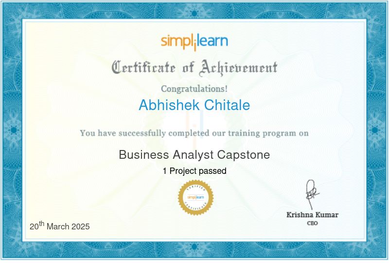 IIBA Endorsed Advanced Business Analyst Certification | Abhishek C. IIBA Endorsed Advanced Business Analyst Certification | Abhishek C.