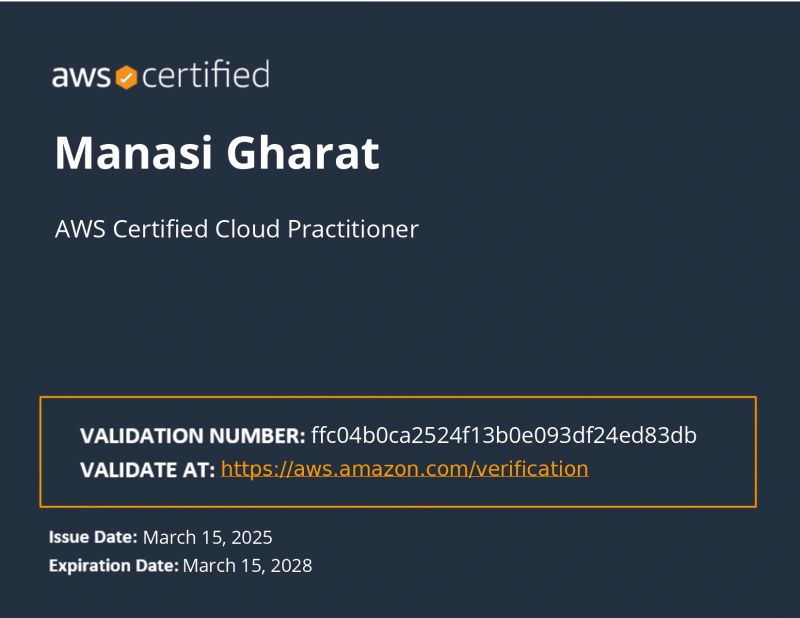#aws #cloudpractitioner #awscertified #cloudcomputing | Manasi Gharat #aws #cloudpractitioner #awscertified #cloudcomputing | Manasi Gharat
