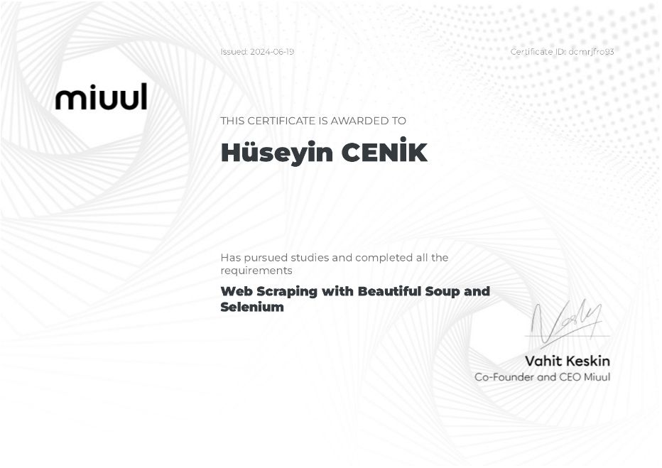 I earned a new certification: Web Scraping with Beautiful Soup ... I earned a new certification: Web Scraping with Beautiful Soup ...