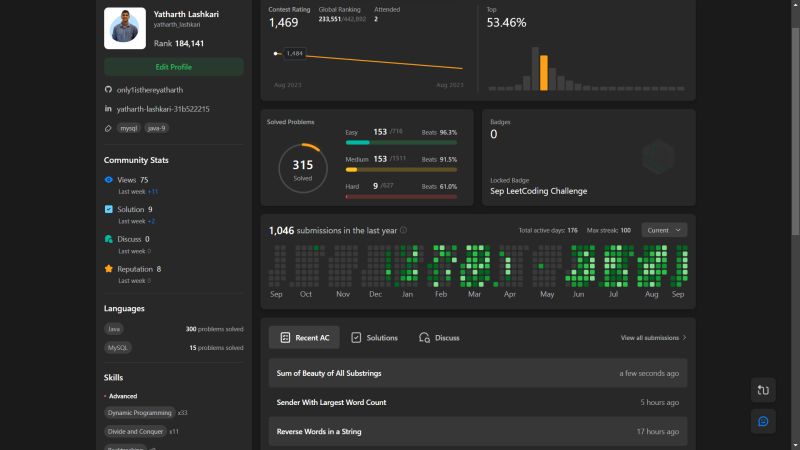 Yatharth Lashkari on LinkedIn: #leetcode #codingstreak #100daysofcoding ... Yatharth Lashkari on LinkedIn: #leetcode #codingstreak #100daysofcoding ...