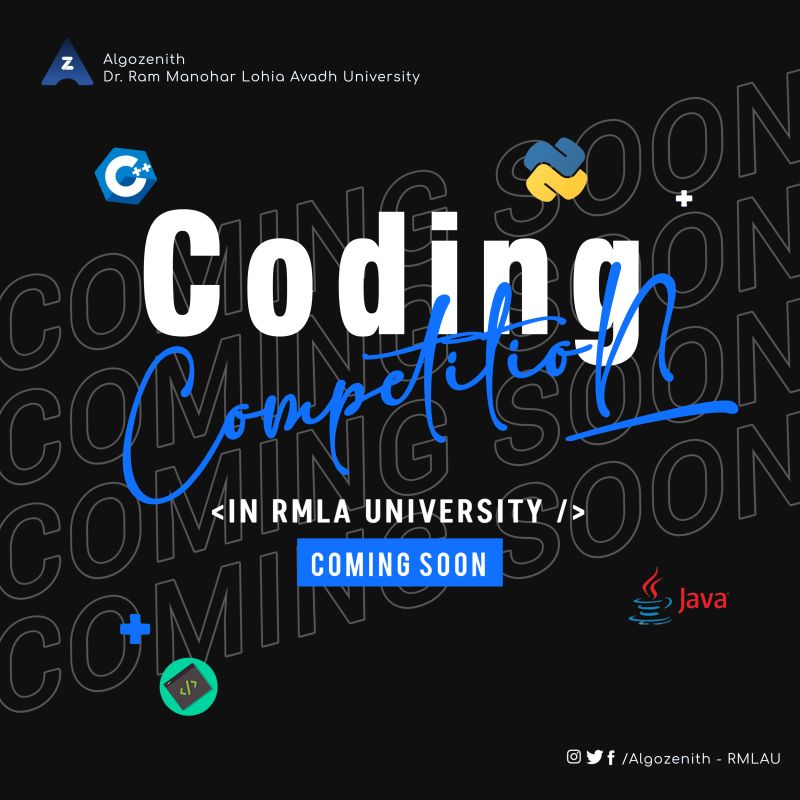 AlgoZenith-RMLAU Coding Competition Coming Soon! | AlgoZenith RMLAU ... AlgoZenith-RMLAU Coding Competition Coming Soon! | AlgoZenith RMLAU ...