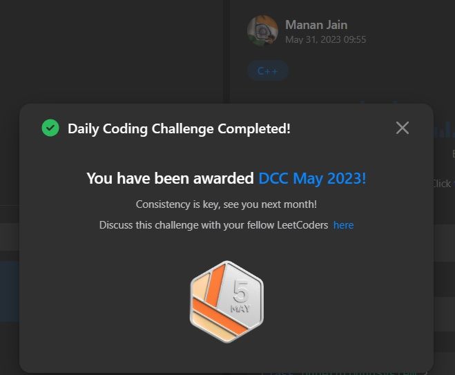Manan Jain on LinkedIn: #consistency #leetcodestreak #codingchallenge Manan Jain on LinkedIn: #consistency #leetcodestreak #codingchallenge