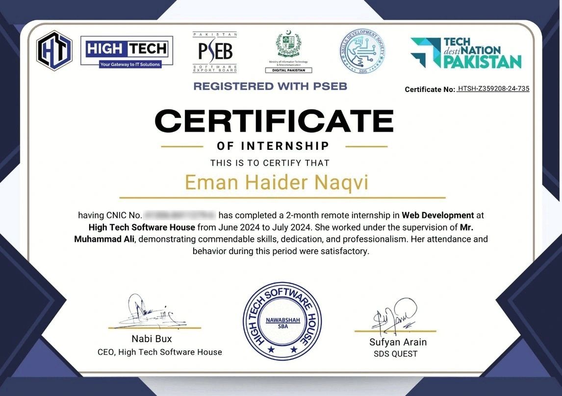 Eman Haider on LinkedIn: #webdevelopment #internship #certificate # ... Eman Haider on LinkedIn: #webdevelopment #internship #certificate # ...