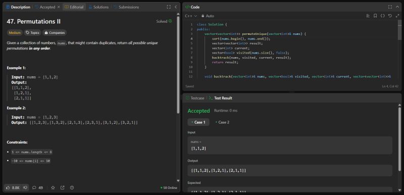 #100daysofcode #leetcode #codingchallenge #permutations #backtracking # ... #100daysofcode #leetcode #codingchallenge #permutations #backtracking # ...
