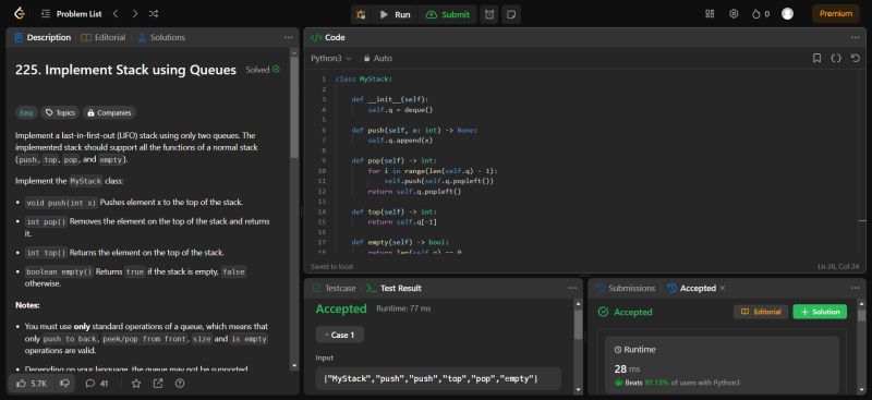 How I implemented a stack using queues on LeetCode | kartik malik ... How I implemented a stack using queues on LeetCode | kartik malik ...