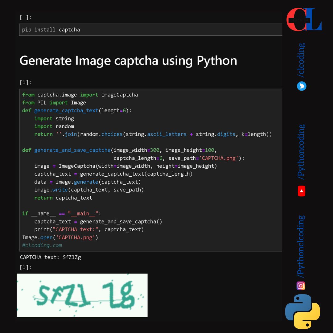 Python Coding on LinkedIn: Generate Image captcha using Python Python Coding on LinkedIn: Generate Image captcha using Python