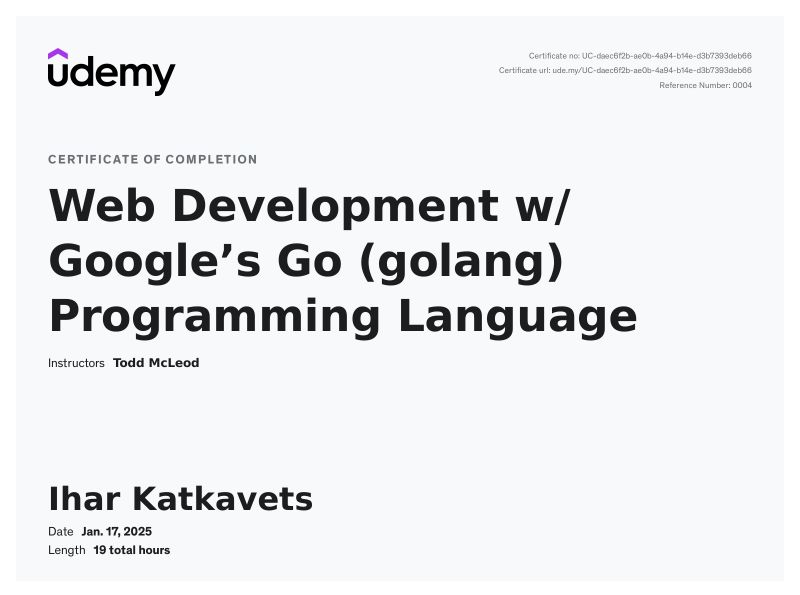 Ihar Katkavets on LinkedIn: #golang #webdev #learning Ihar Katkavets on LinkedIn: #golang #webdev #learning