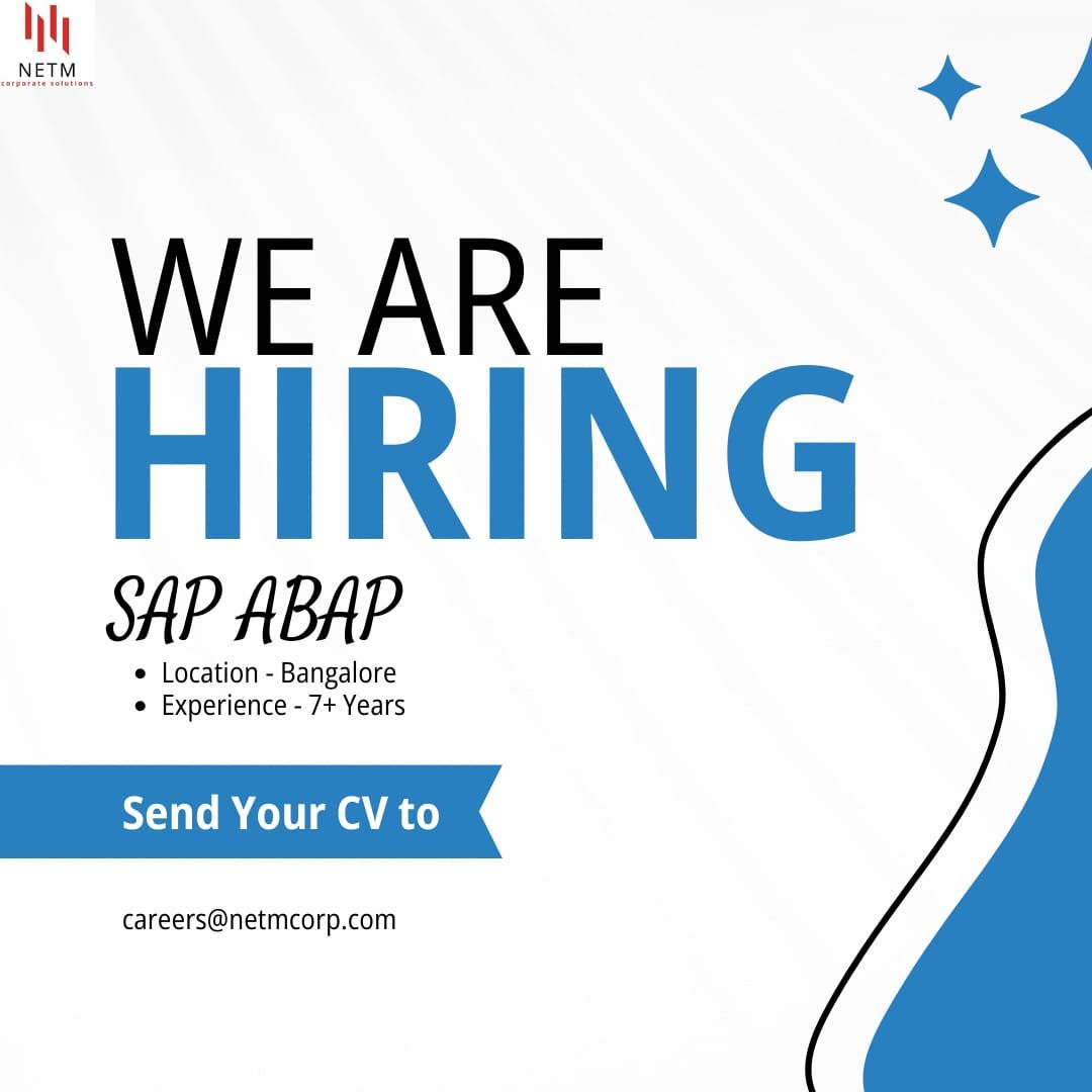 NetM Corp. on LinkedIn: #hiring #sapabap #experienced NetM Corp. on LinkedIn: #hiring #sapabap #experienced