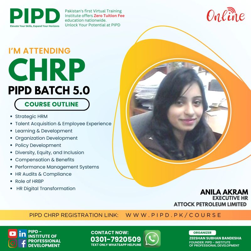 Anila Akram on LinkedIn: I’m beyond excited to join the PIPD CHRP Batch ... Anila Akram on LinkedIn: I’m beyond excited to join the PIPD CHRP Batch ...