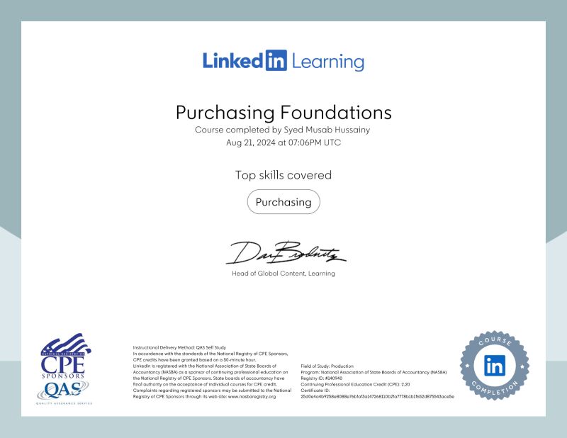 Syed Musab Hussainy on LinkedIn: Certificate of Completion Syed Musab Hussainy on LinkedIn: Certificate of Completion