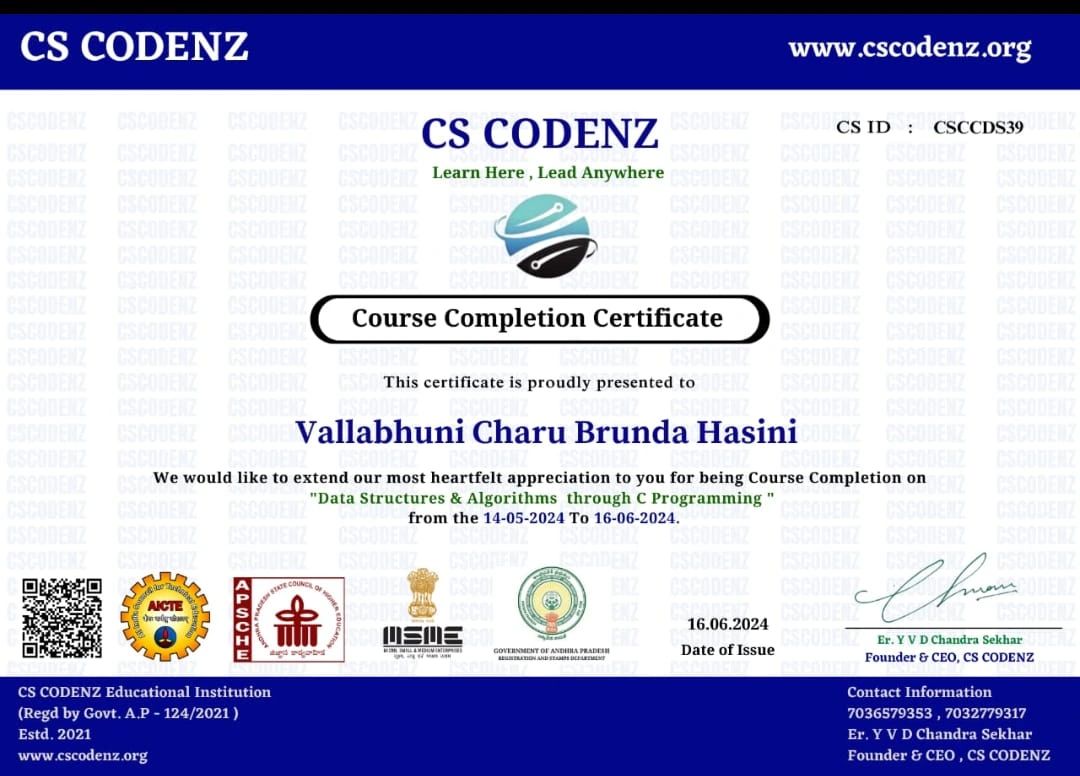 completed data structures in cs codenz | CHARU BRUNDA HASINI completed data structures in cs codenz | CHARU BRUNDA HASINI
