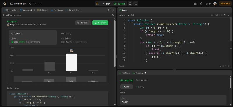 Resolved LeetCode problem 392: Subsequence | Aditya Sahu posted on the ... Resolved LeetCode problem 392: Subsequence | Aditya Sahu posted on the ...
