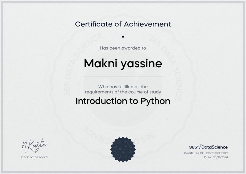 Makni Yassine on LinkedIn: #pythonprogramming #certification #growth # ... Makni Yassine on LinkedIn: #pythonprogramming #certification #growth # ...