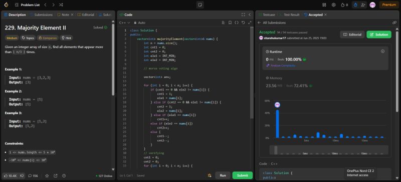 Solved Leetcode 229: Majority Element II using the Boyer-Moore Voting ... Solved Leetcode 229: Majority Element II using the Boyer-Moore Voting ...