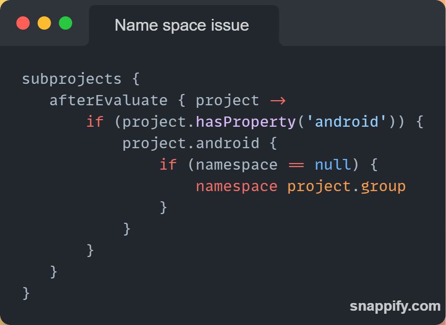 馃敡 Fixing Namespace Issues in Android Gradle Builds If you're facing a ... 馃敡 Fixing Namespace Issues in Android Gradle Builds If you're facing a ...