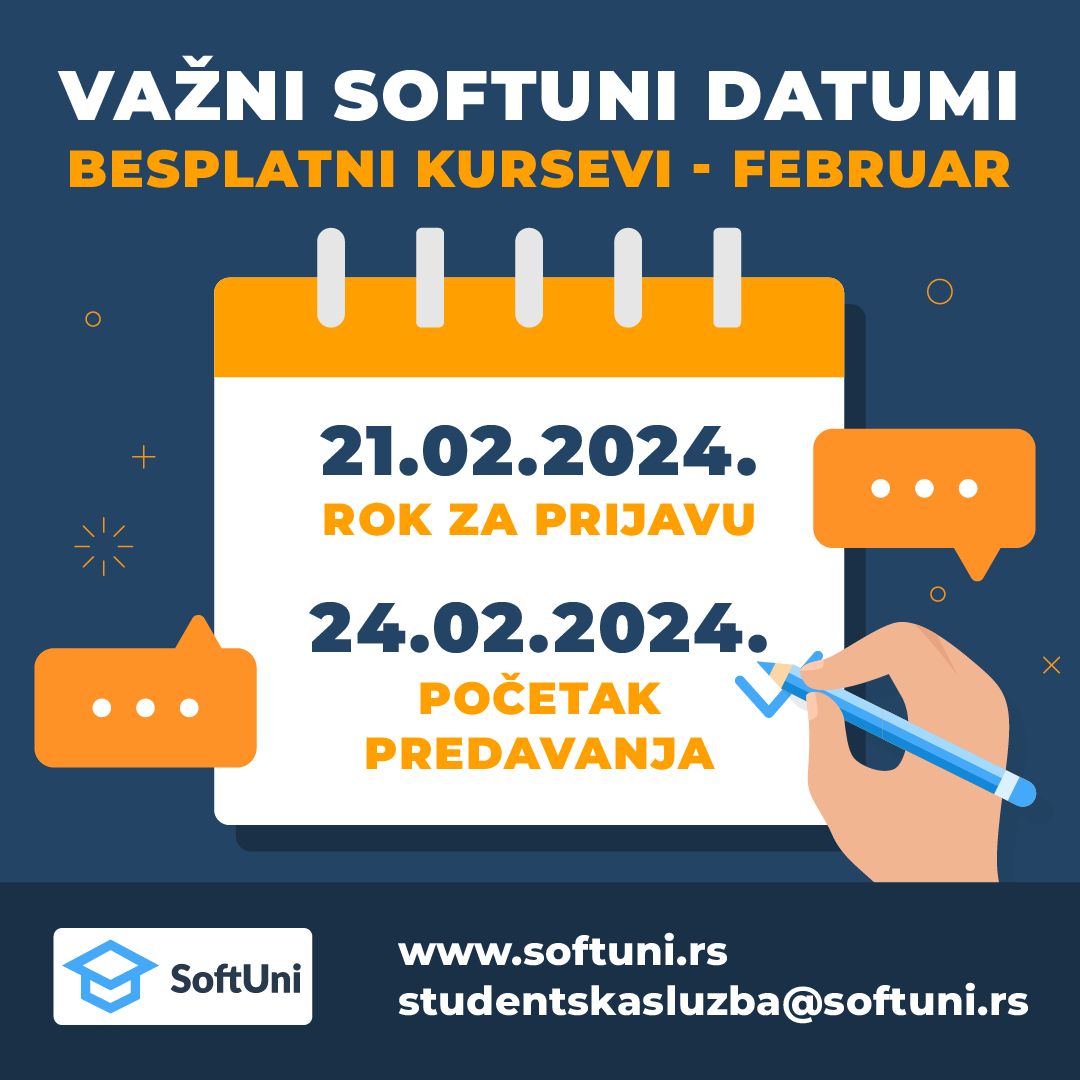 SoftUni Srbija on LinkedIn: #softuni #kursevi #programiranje #februar # ... SoftUni Srbija on LinkedIn: #softuni #kursevi #programiranje #februar # ...
