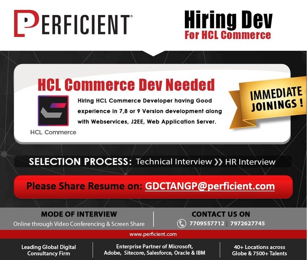 Diksha R. on LinkedIn: #perficient #hclcommerce #hiring #remoteopportunity… Diksha R. on LinkedIn: #perficient #hclcommerce #hiring #remoteopportunity…